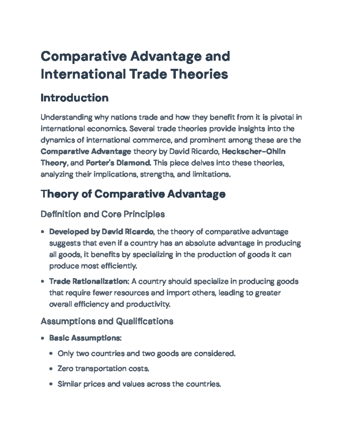 International Trade Theories: Comparative Advantage & Beyond ...