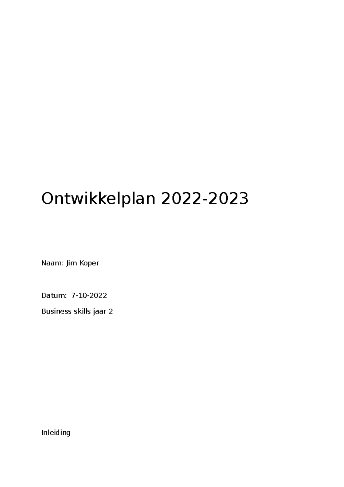 Ontwikkelplan 2022 - Persoonlijke Groei Economie en Business Skills ...