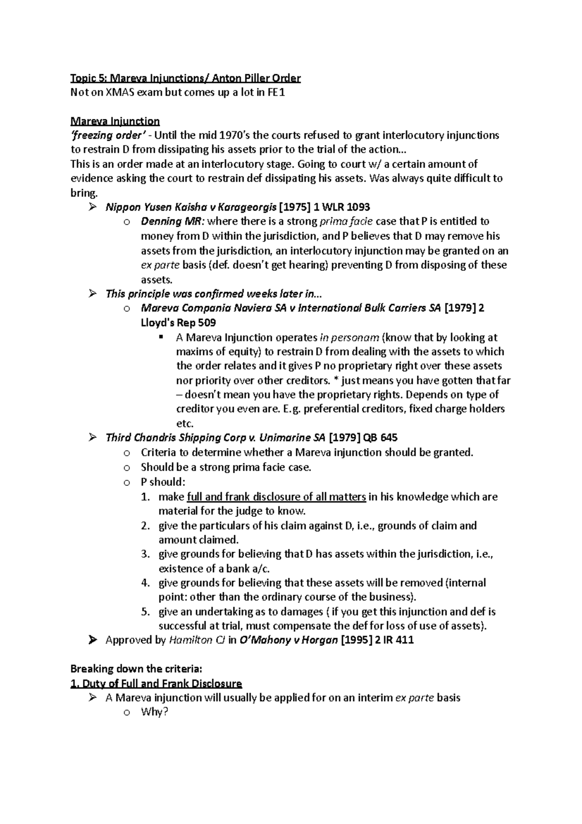 Equity Law 1: Non-Exam Mareva Injunctions & Anton Piller Orders ...