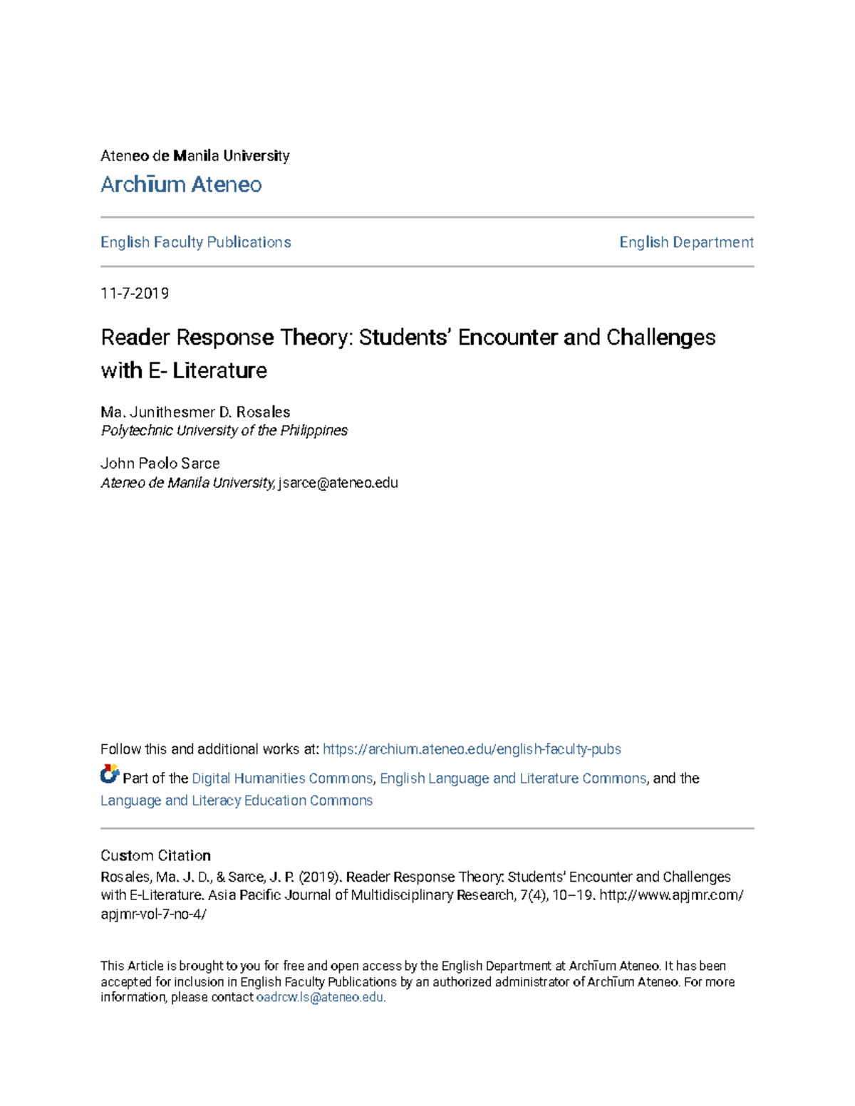 Reader Response Theory: Challenges and Insights in Literature (ENG 101 ...