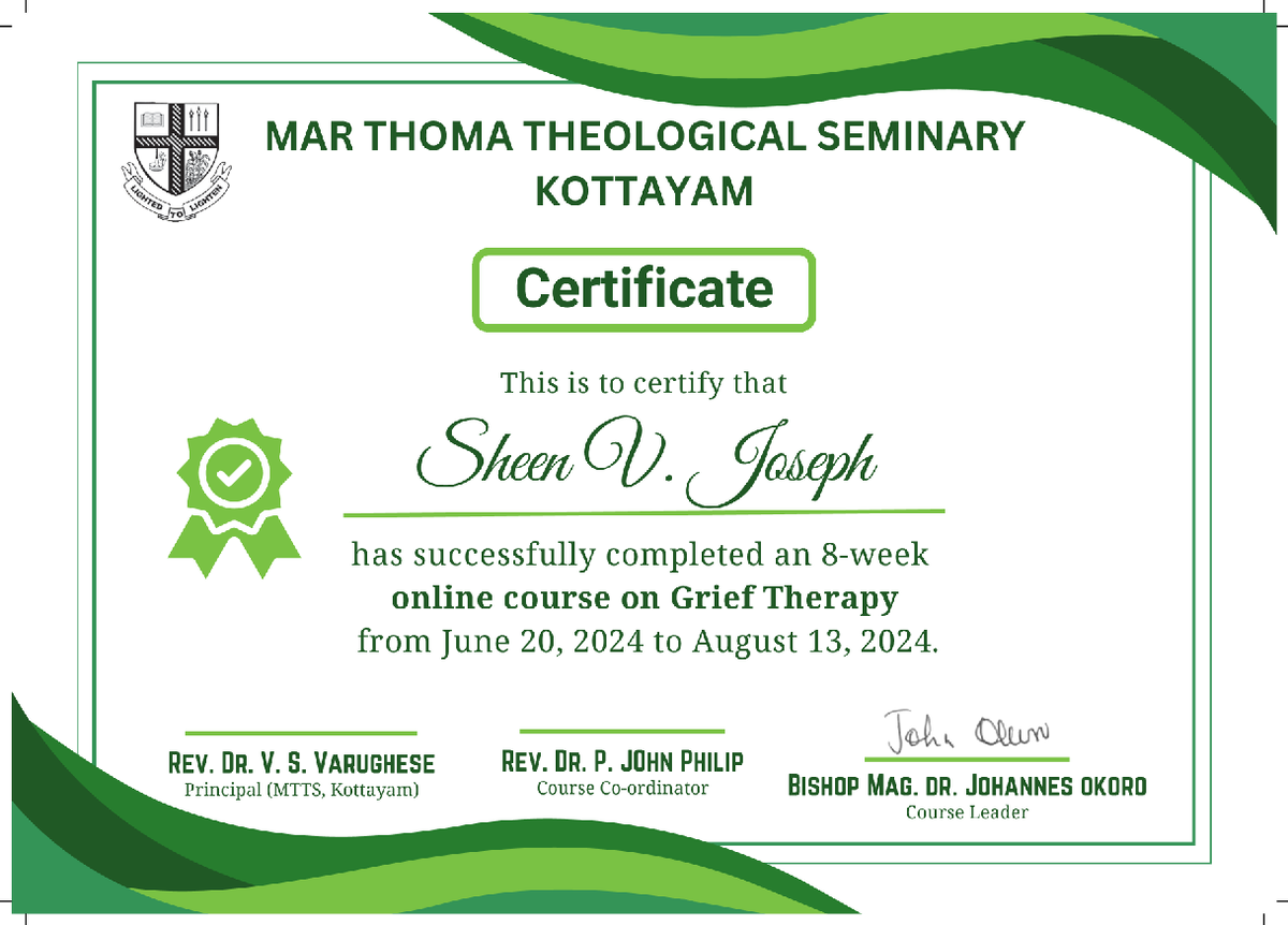 Certificate of Completion: Grief Therapy Course (MTTS) - Studocu