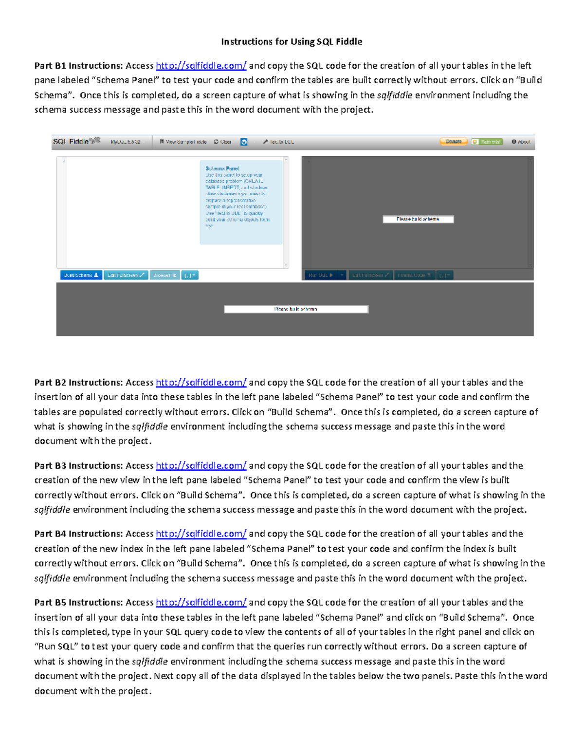 Sql Fiddle Instructions V3 Instructions For Using Sql Fiddle Part B1 Instructions Access