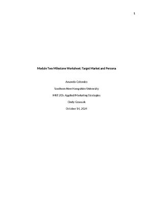 MKT-205 Module Five Milestone - 1 Module Five Milestone Worksheet ...