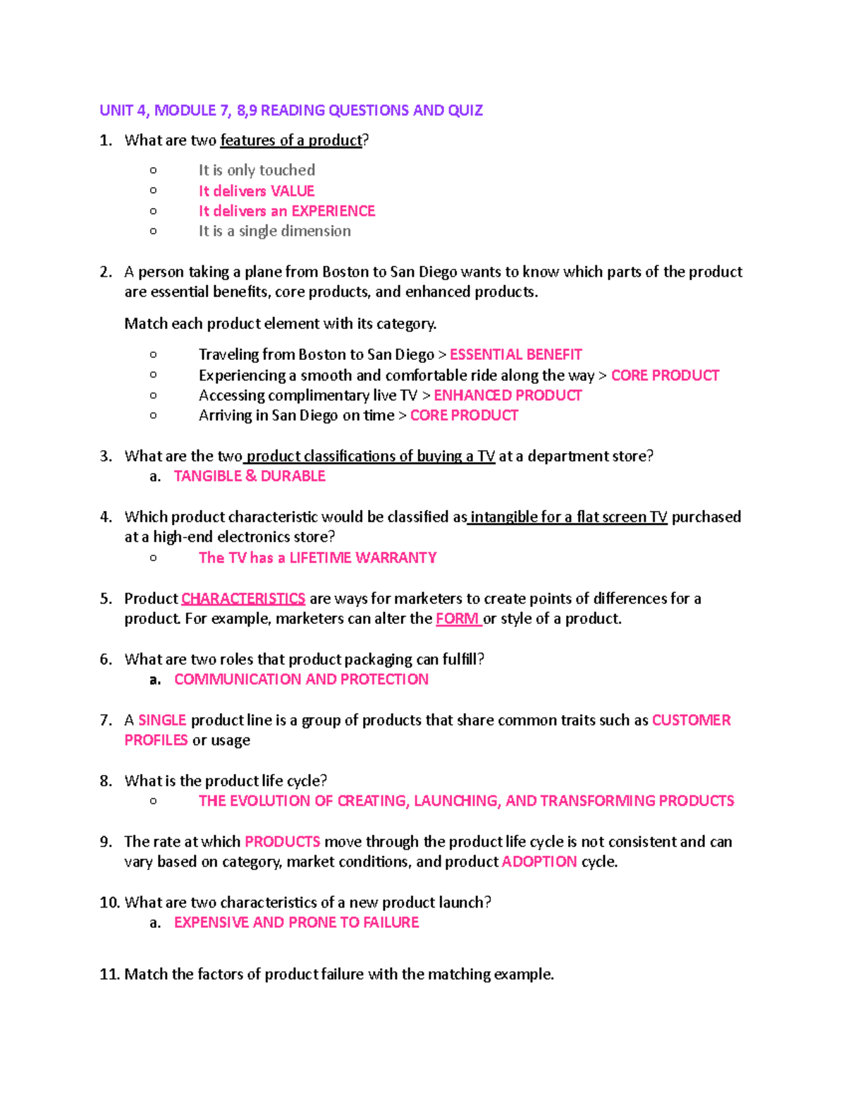 UNIT 4, Module 7,8,9 Questions AND QUIZ - UNIT 4, MODULE 7, 8,9 READING QUESTIONS AND QUIZ What ...