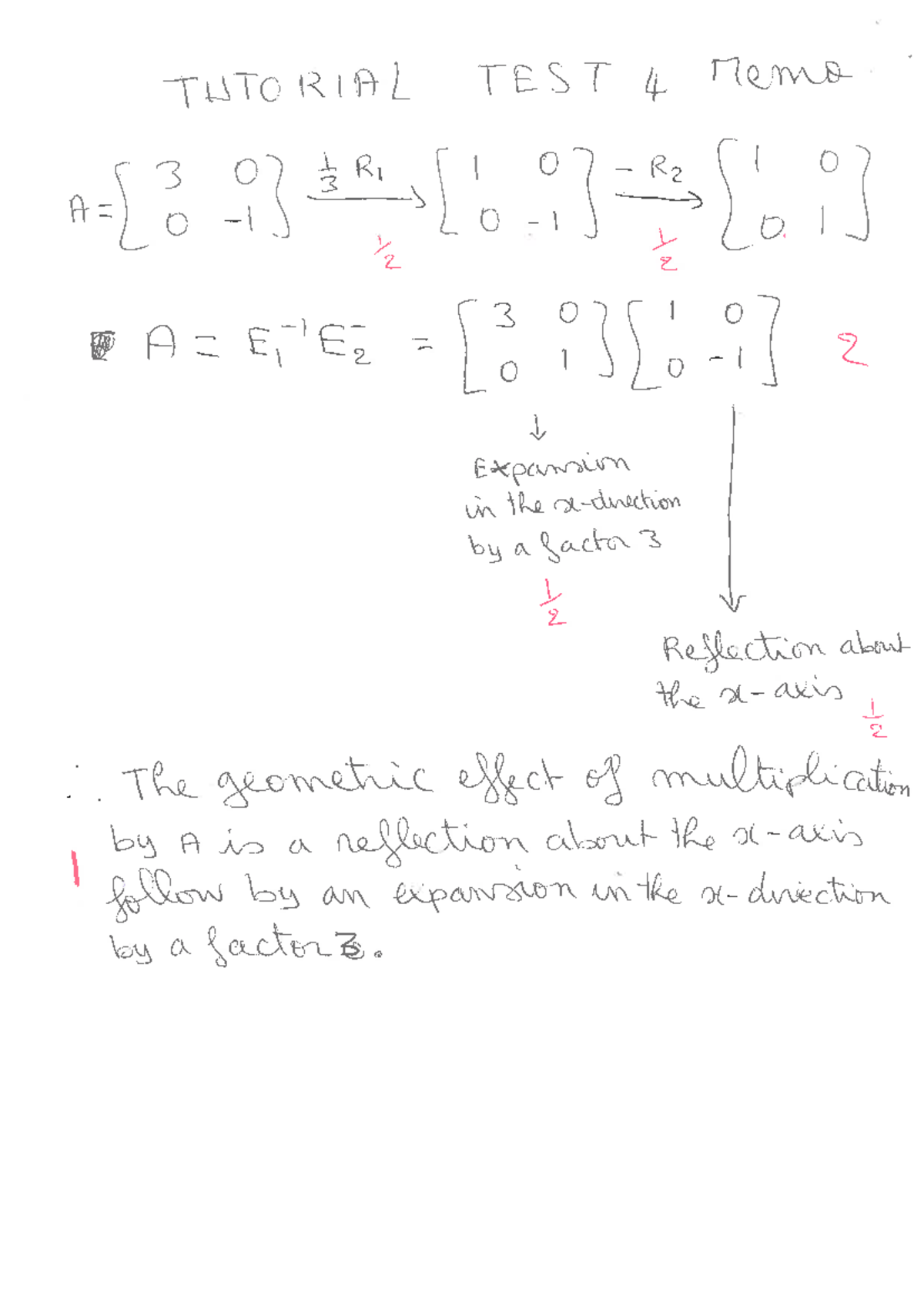 Math 2B Tutorial Test 4 Memo: Geometric Transformations - Studocu