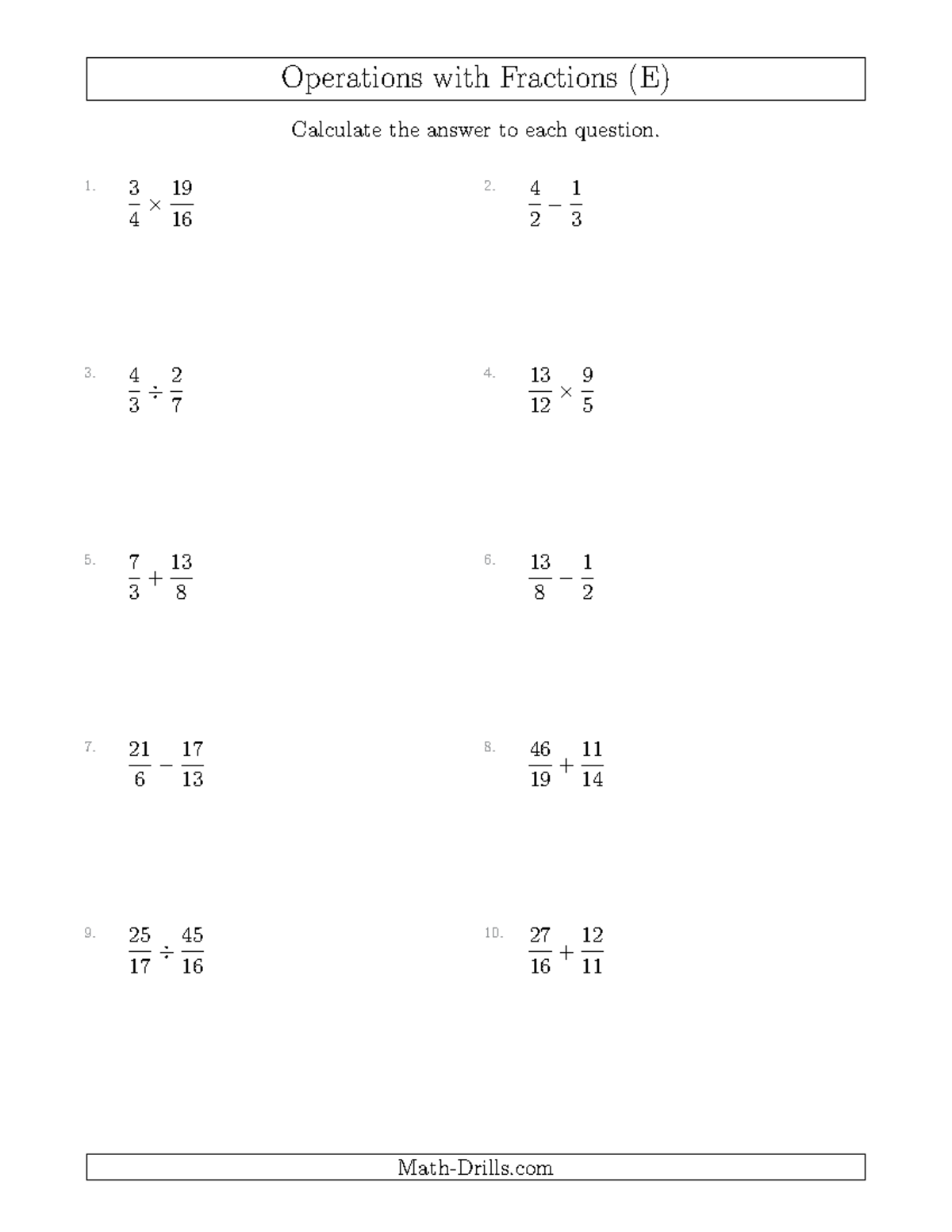 Fractions all operations two fractions positives improper 005qp ...