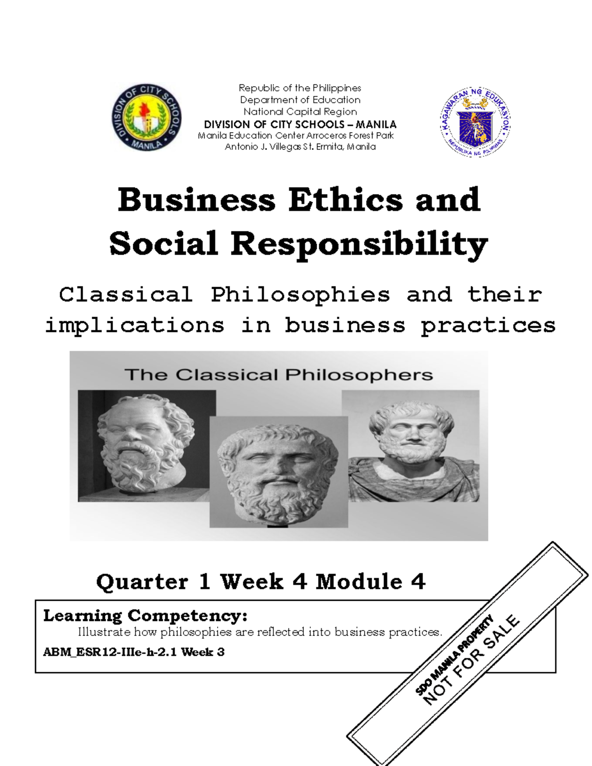 ABM- Business Ethics Social Responsibility 12 Q1 W4 Mod4 - Republic of ...