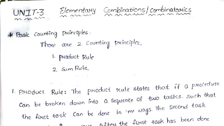 Elementary Combinations in Combinatorics: Basic Counting Principles - Studocu