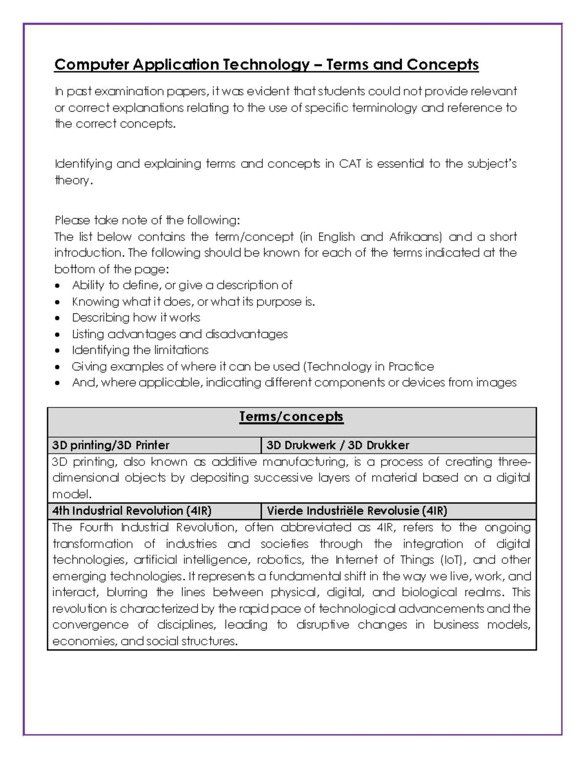 CAT Acronyms - Summary CAT Grade 12 - CAT Acronyms Acronym Description ...