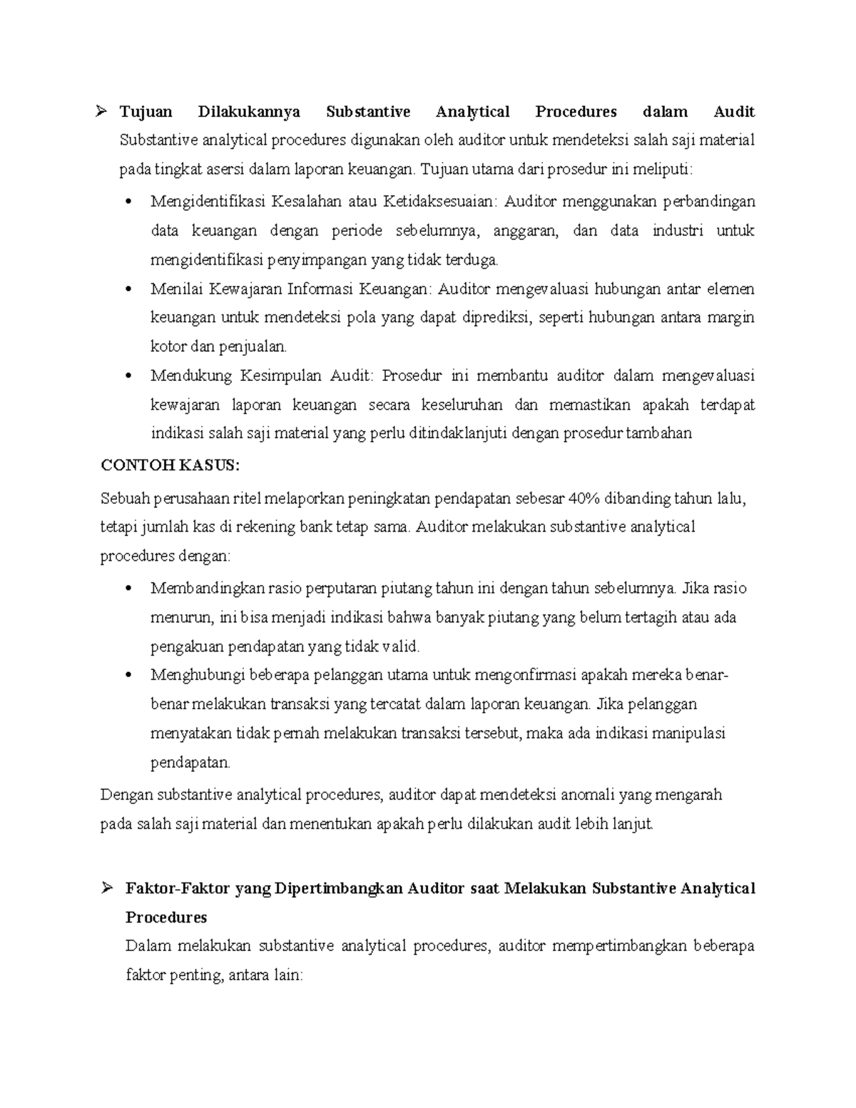 Tujuan dan Faktor dalam Prosedur Analitis Substantif (2025) - Studocu