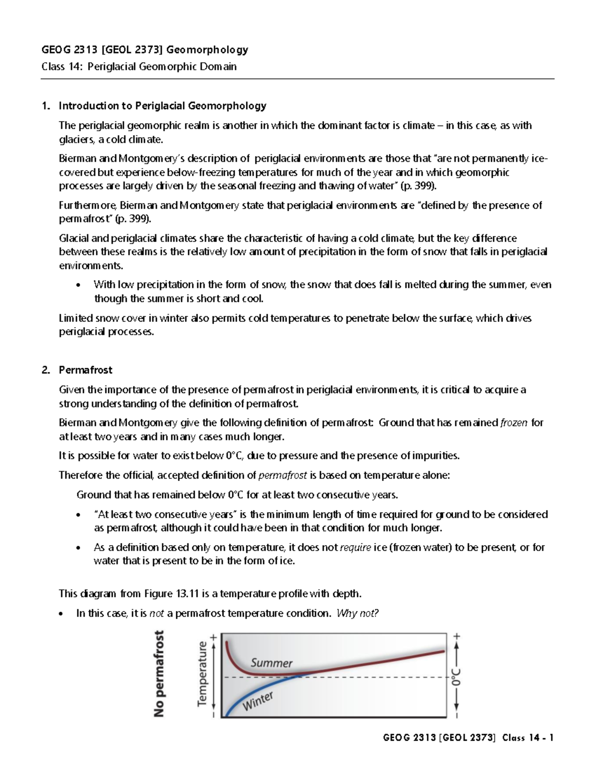 GEOG 2313 Class 14 Study Guide: Periglacial Geomorphology Insights ...