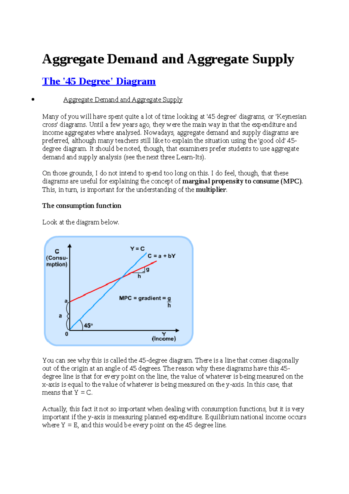 Summary of Economic Concepts: Aggregate Demand & Supply - Studocu