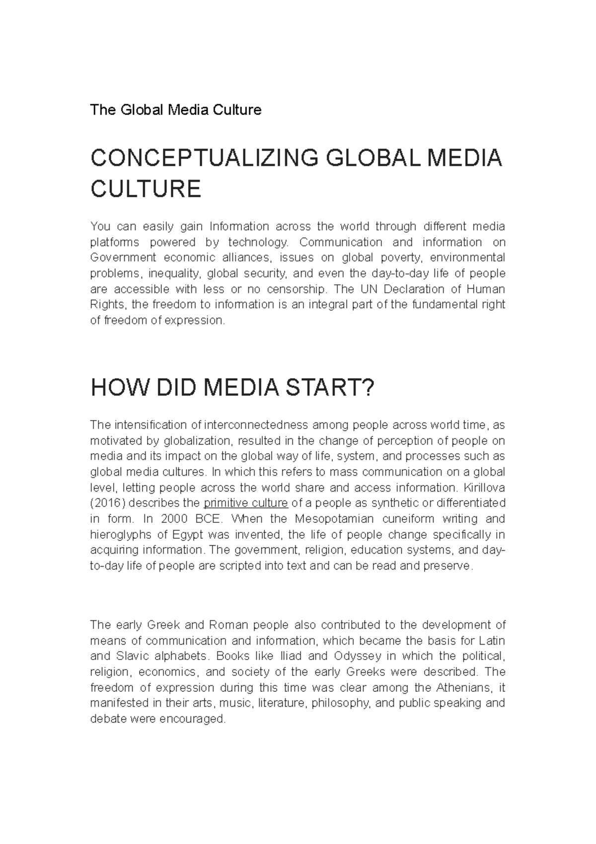 The Global Media Culture - The Global Media Culture CONCEPTUALIZING ...