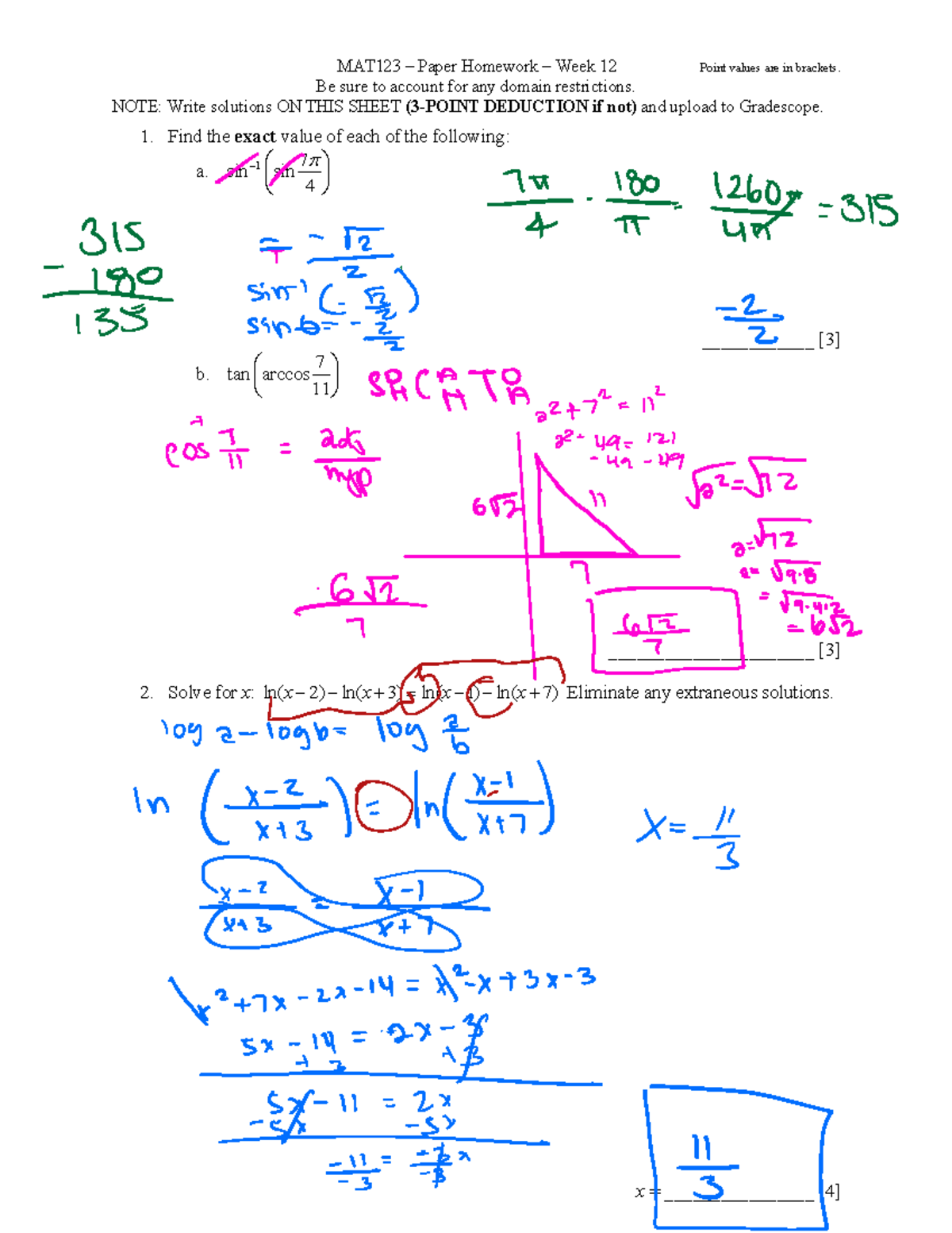 PHW Week 12 - MAT123 F23 - Homework - MAT12 3 – Paper Homework – Week ...