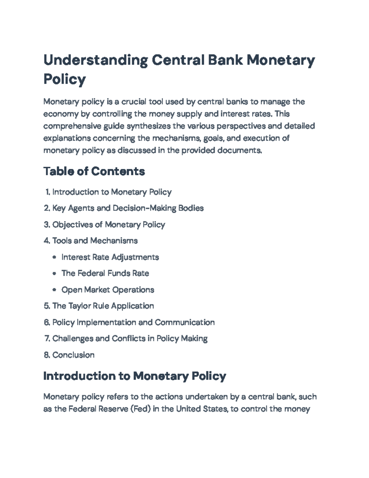 Monetary Policy: Understanding Mechanisms and Objectives (ECO101 ...