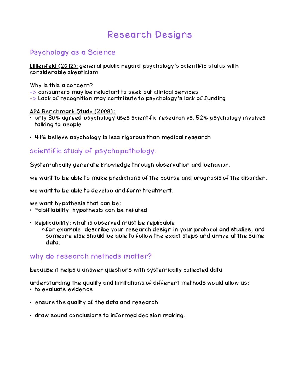 Research Design Overview - PSY 340 - Joyce Lui - Studocu