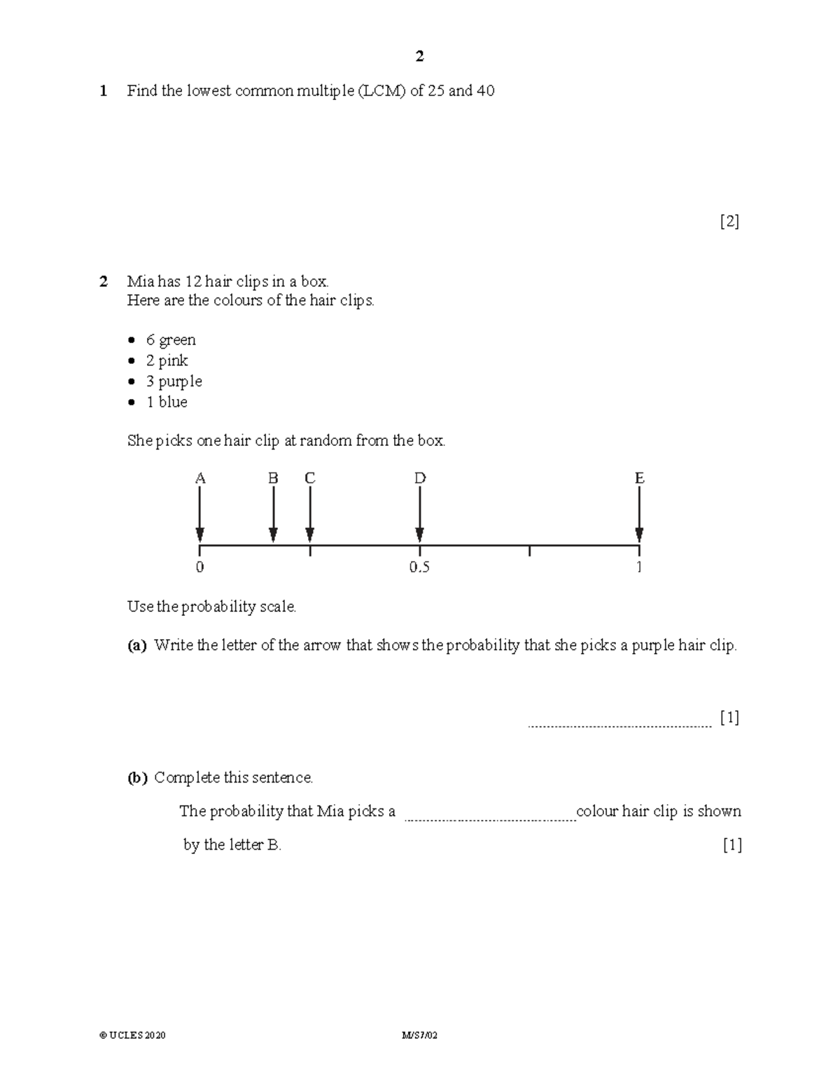 F2 Mathematics Assignment: LCM, Probability, and Graph Analysis - Studocu