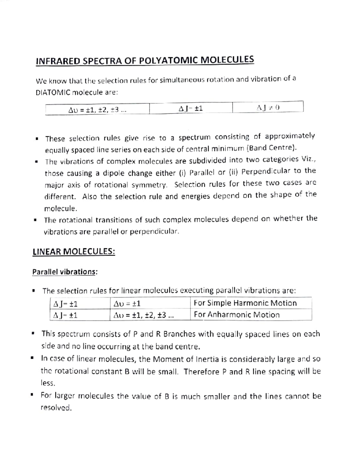 INFRARED SPECTRA OF POLYATOMIC MOLECULES - Lecture Notes - Studocu