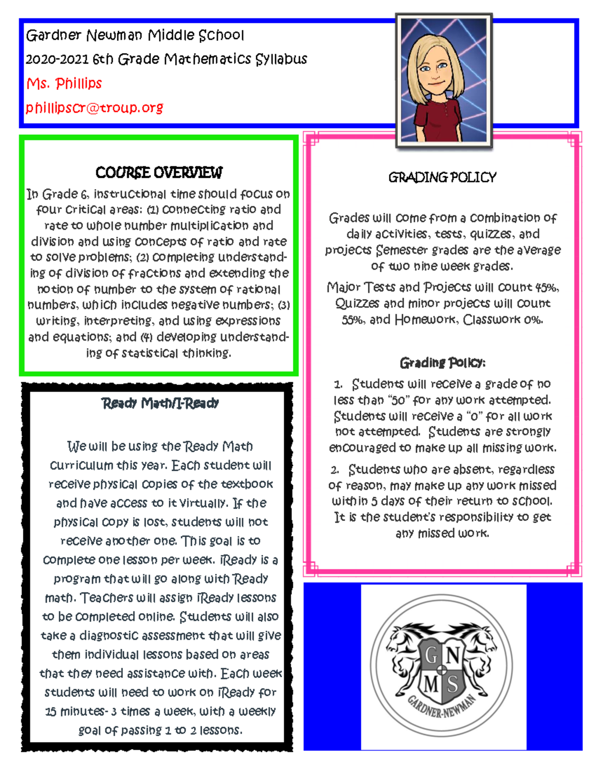 6th Grade Math Syllabus (Course Code: GNMS) - Ms. Phillips - Studocu