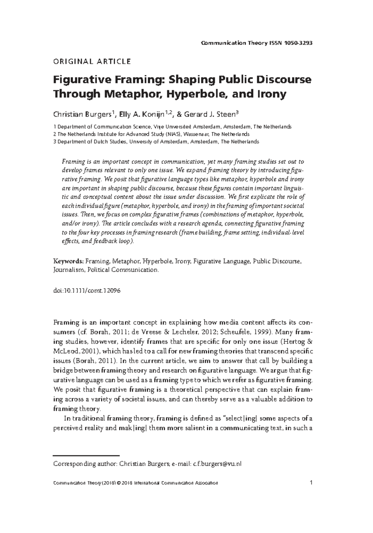 Figurative Framing in Public Discourse: Metaphor, Hyperbole, and Irony ...