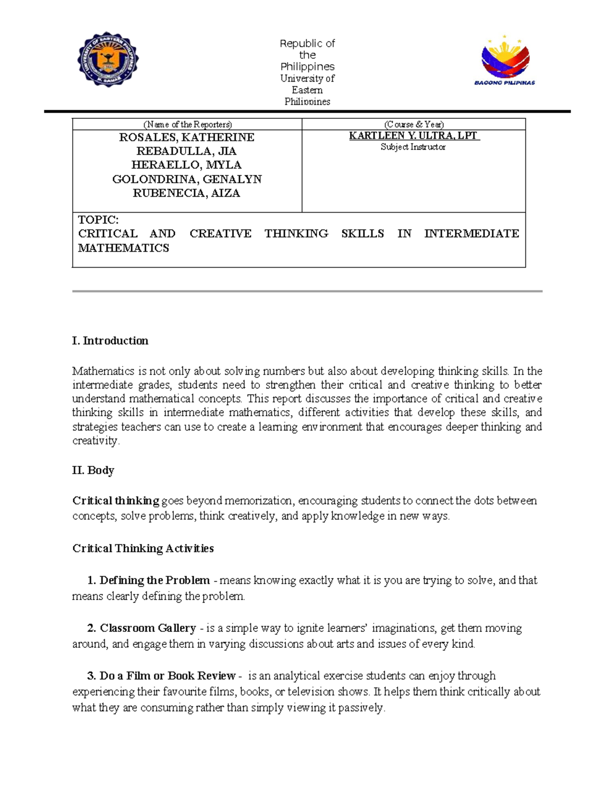 Critical and Creative Thinking Skills in Intermediate Mathematics ...