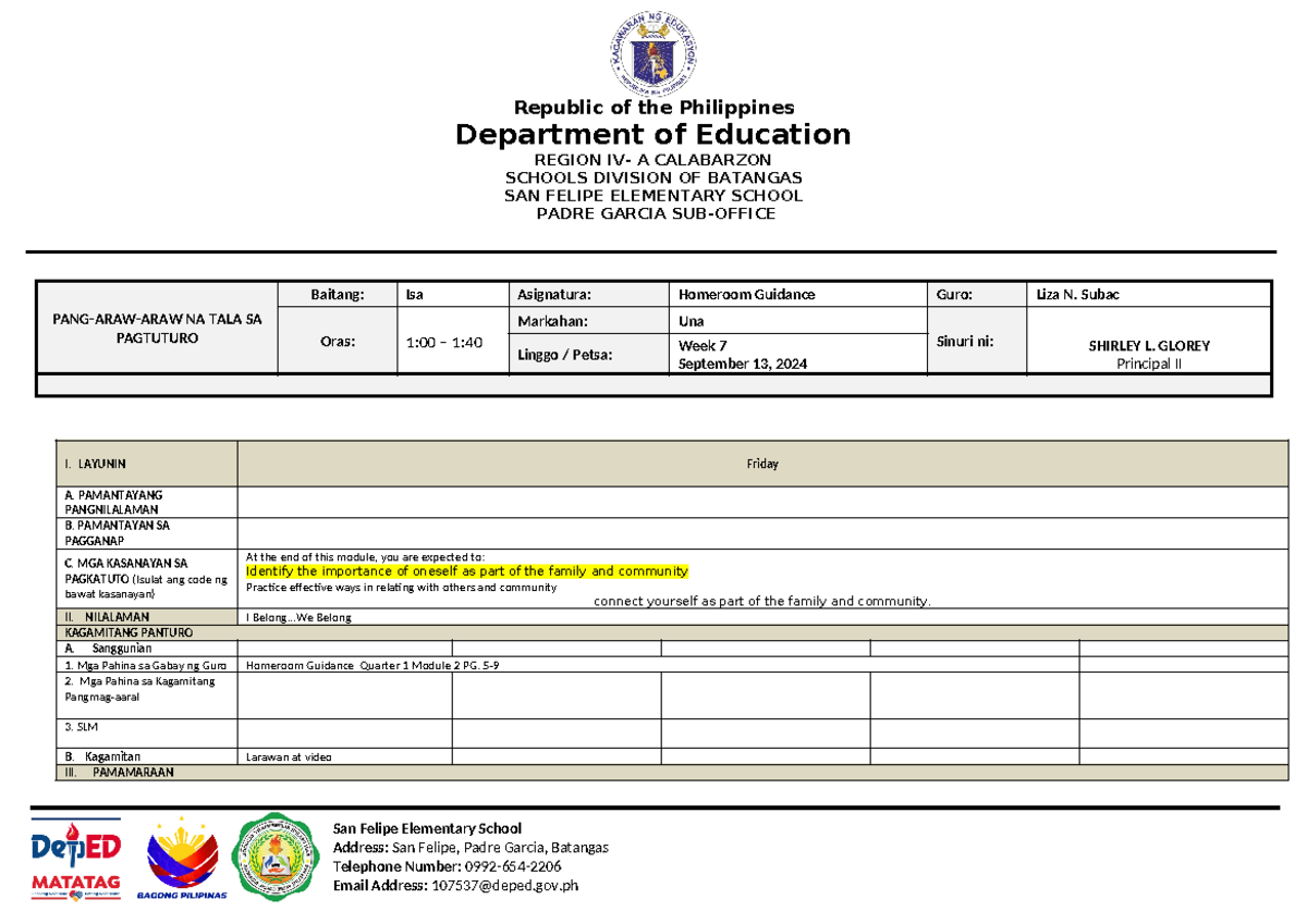 HG Homeroom Guidance Week 8 Module: Community and Belonging - Studocu