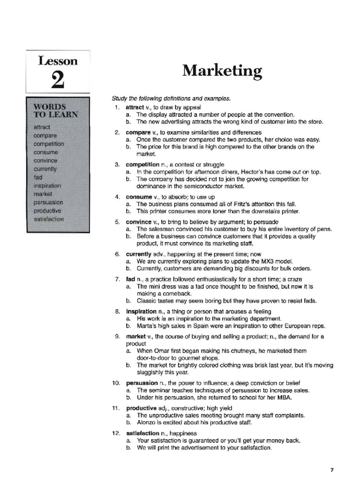 Lesson 2: Marketing Vocabulary and Exercises for TOEIC Preparation ...