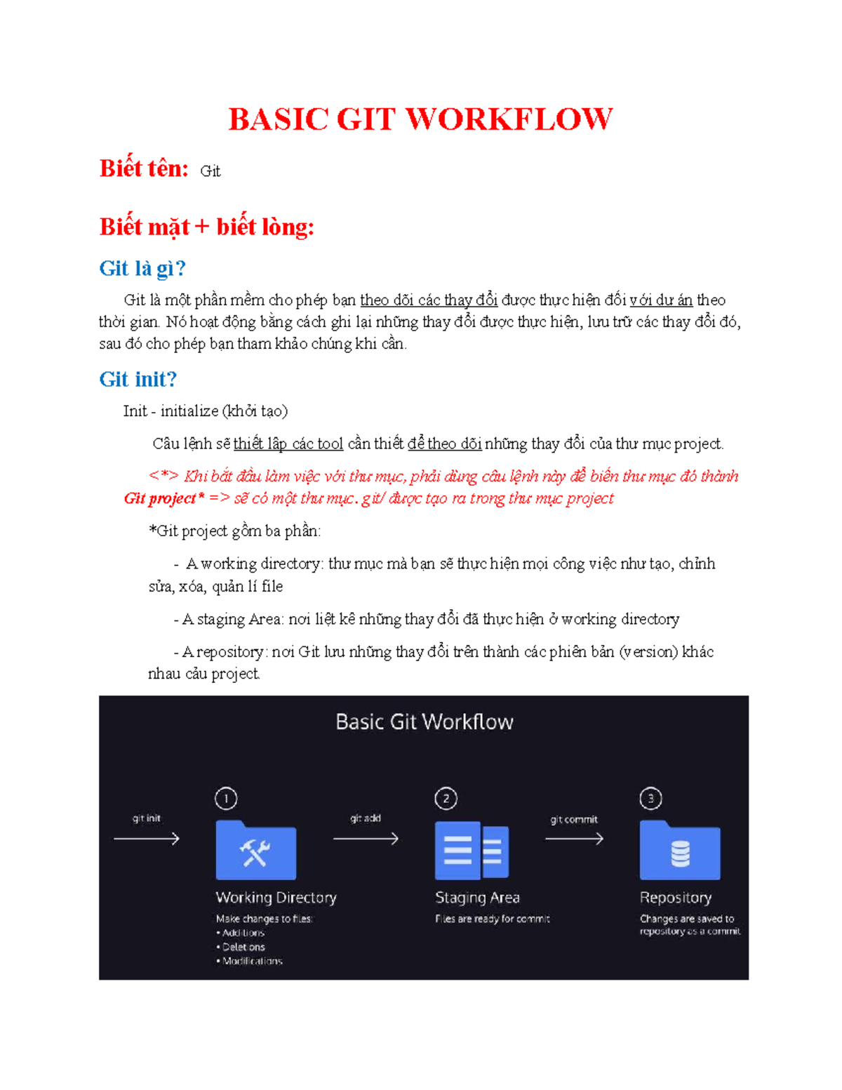 BASIC GIT WORKFLOW: Understanding Git Commands and Usage - Studocu