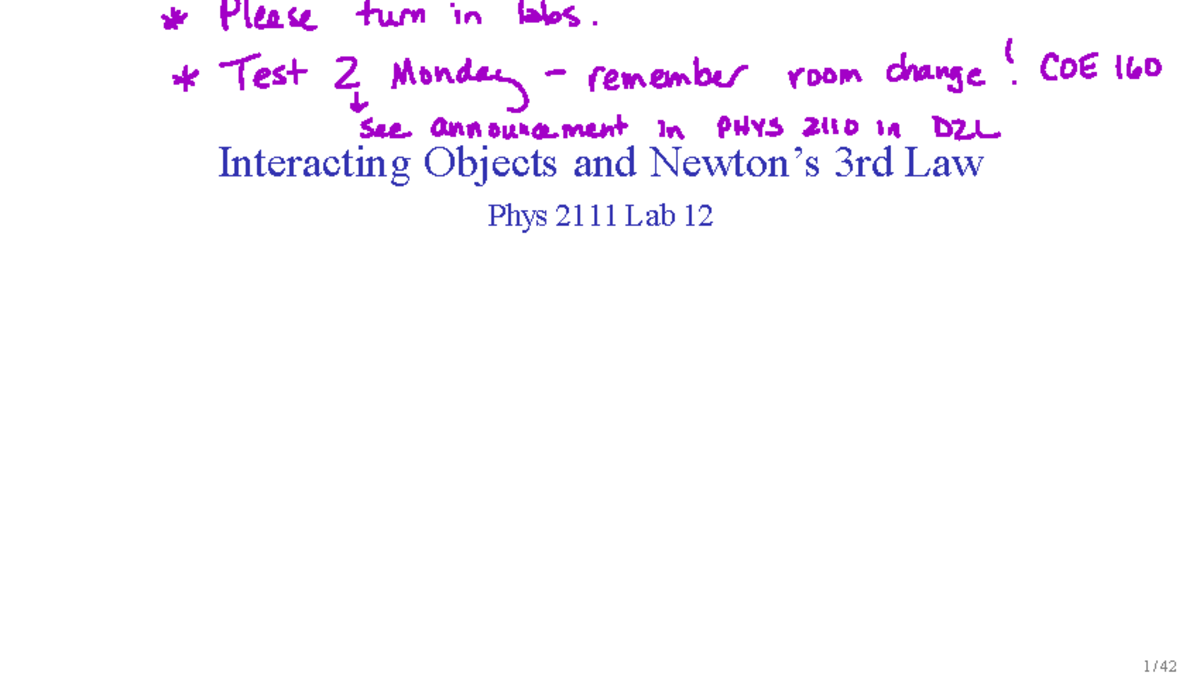 Phys 2111 Lab 12: Interacting Objects & Newton’s 3rd Law - Studocu