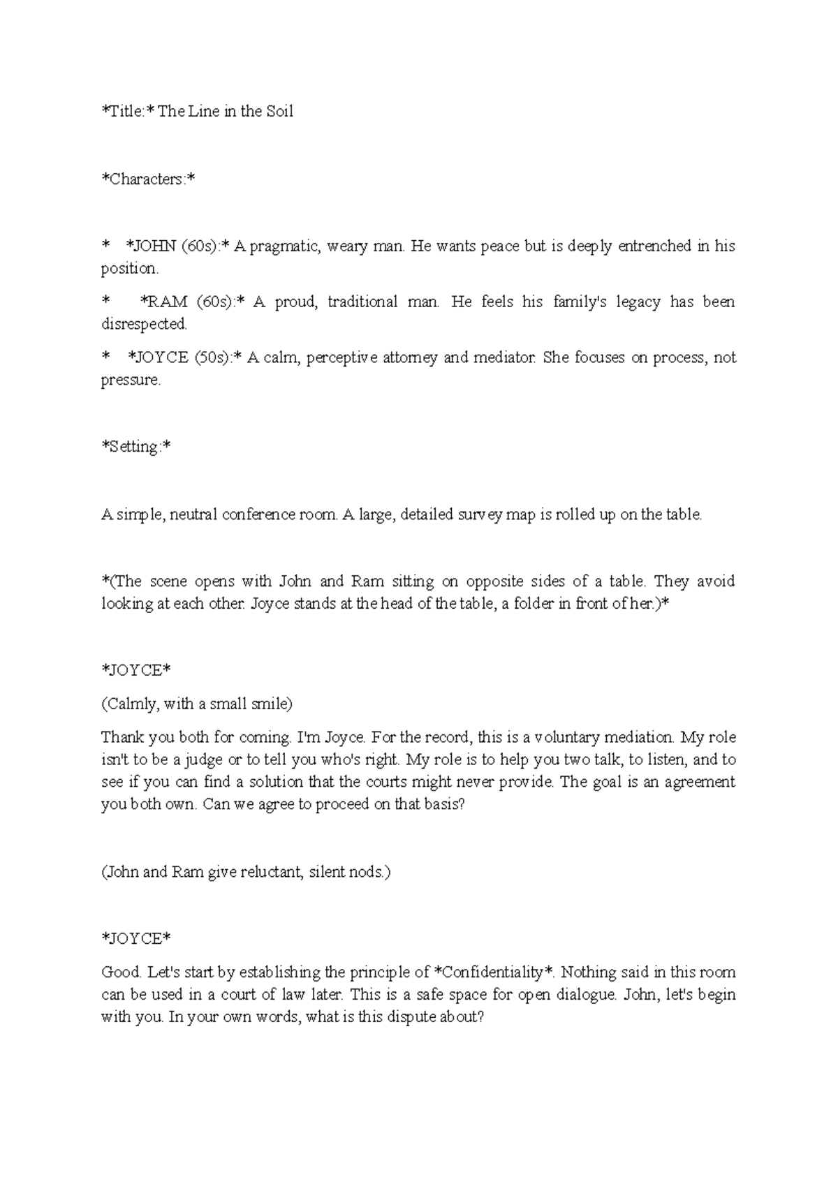 ADR 1: Mediation Process in "The Line in the Soil" Skit - Studocu