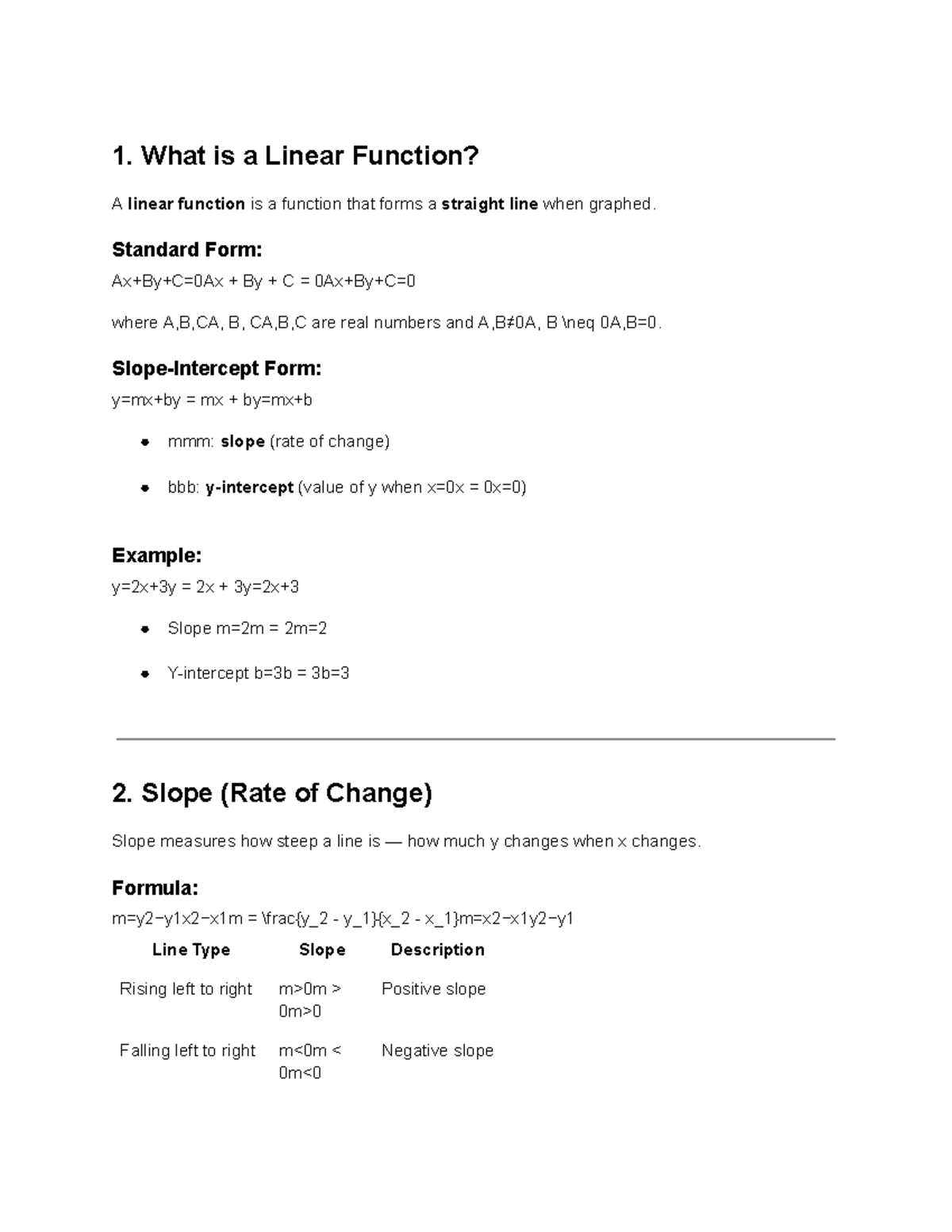 MATH101: Understanding Linear Functions and Their Properties - Studocu