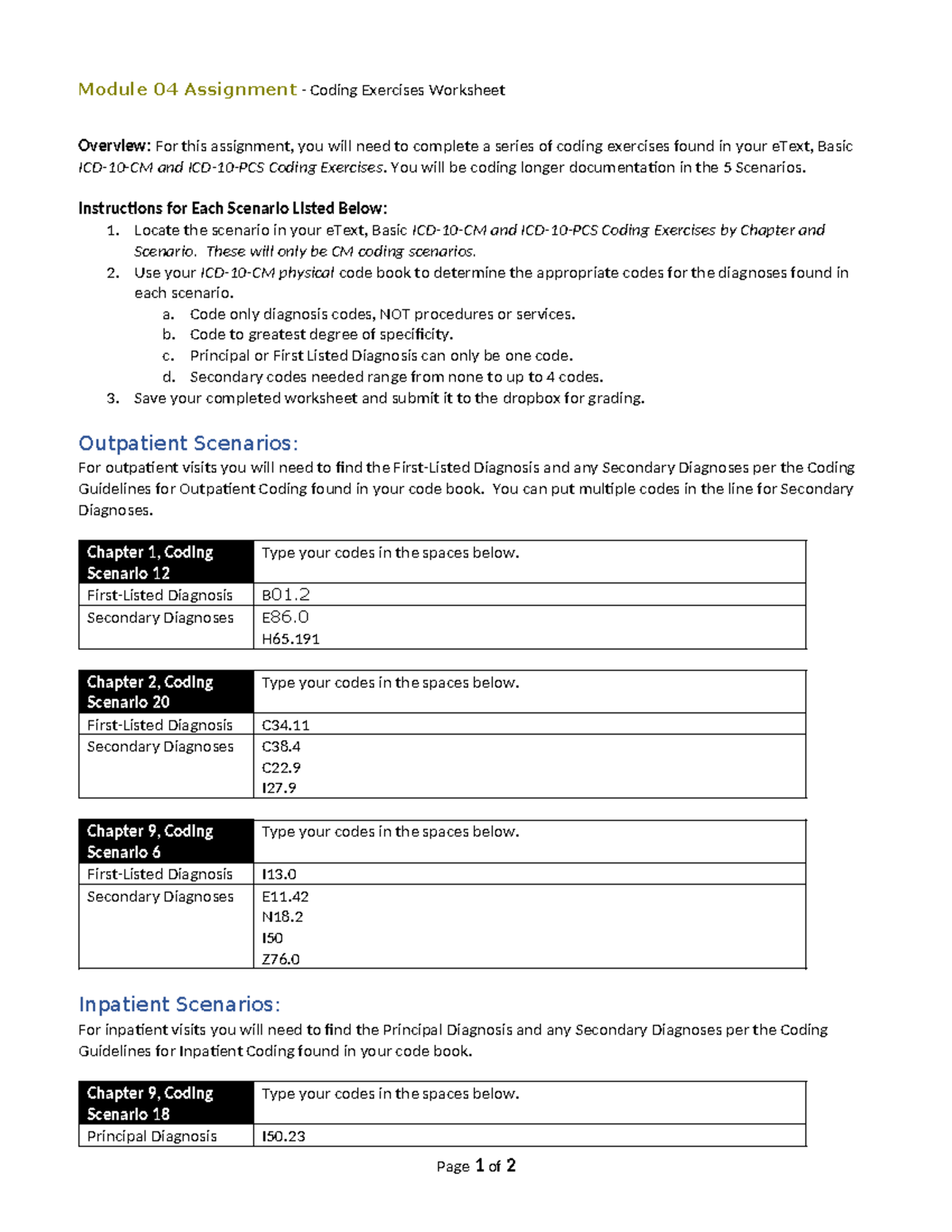 Module 04 Assignment: Coding Exercises Worksheet Overview - Studocu