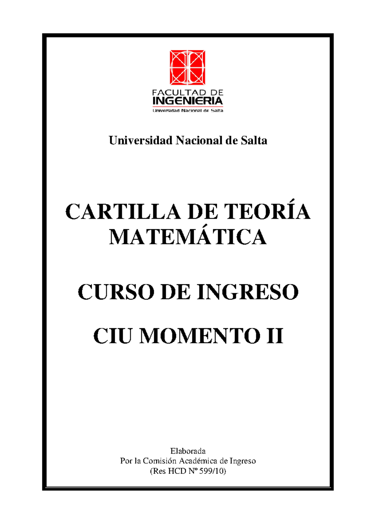 Cartilla de Teoría Matemática - Curso de Ingreso CIU 2023 - Studocu