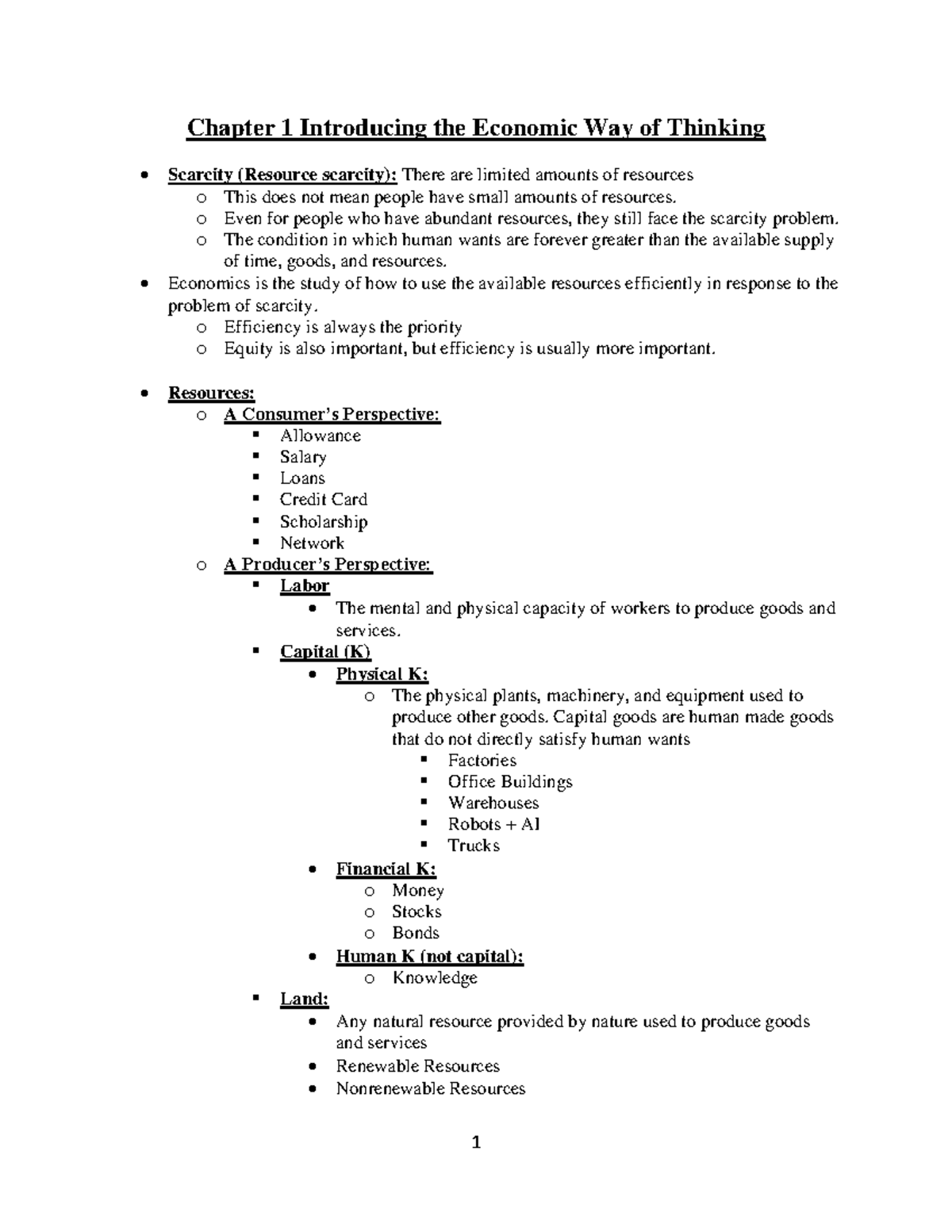 Economic Principles: Chapter 1 - Scarcity, Efficiency, and Equity - Studocu