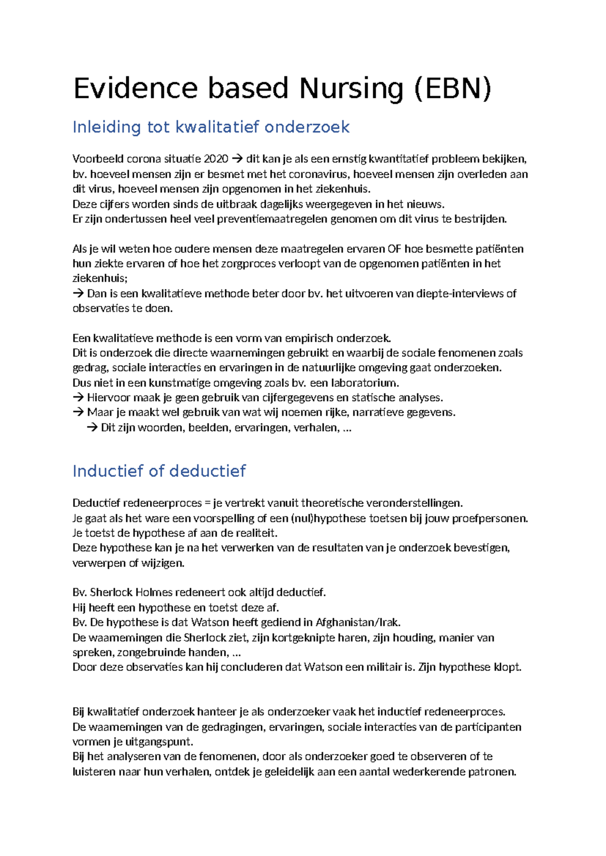 Evidence Based Nursing (EBN): Kwalitatief Onderzoek en Methodologie ...