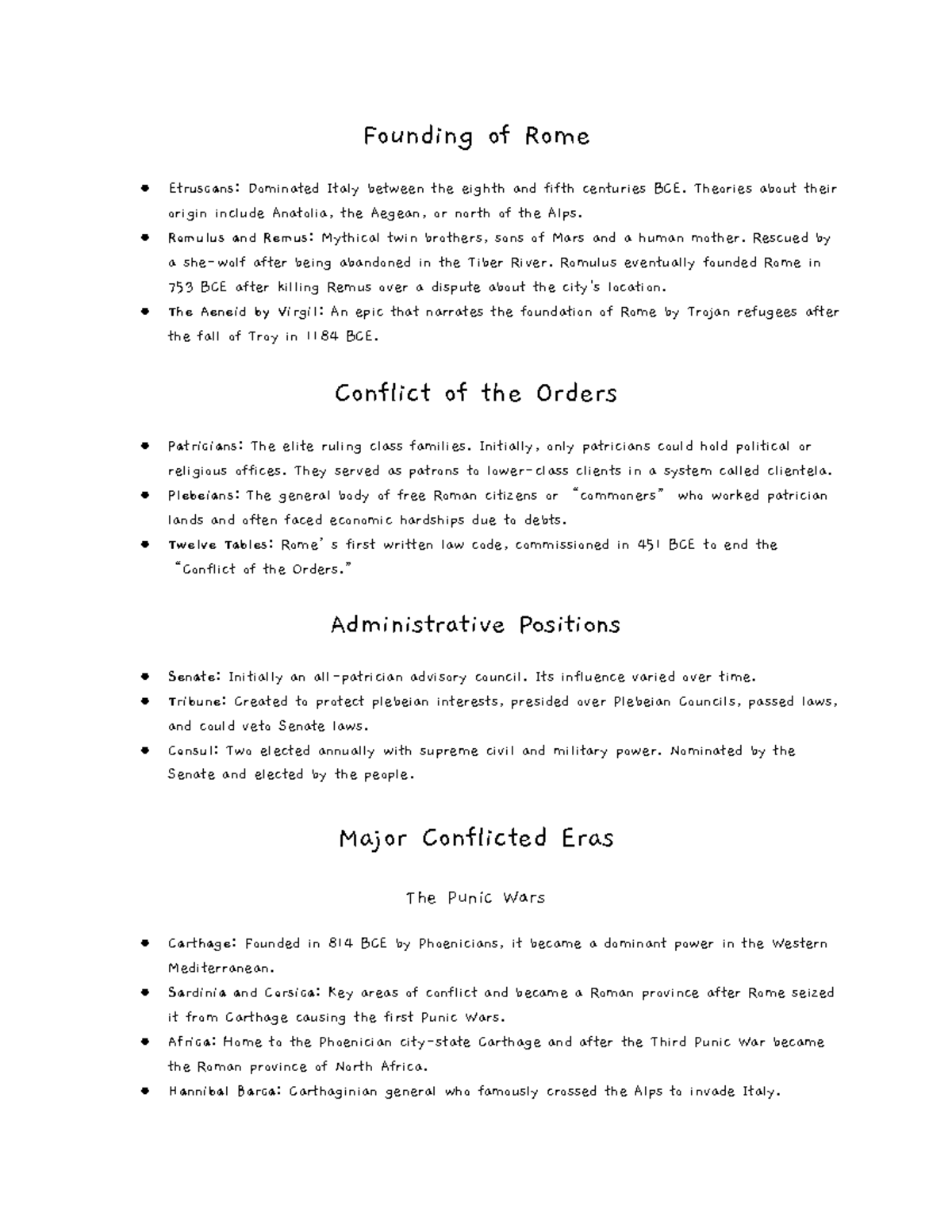 Rome Notes for History Unit V (Student Made) - Founding of Rome ...