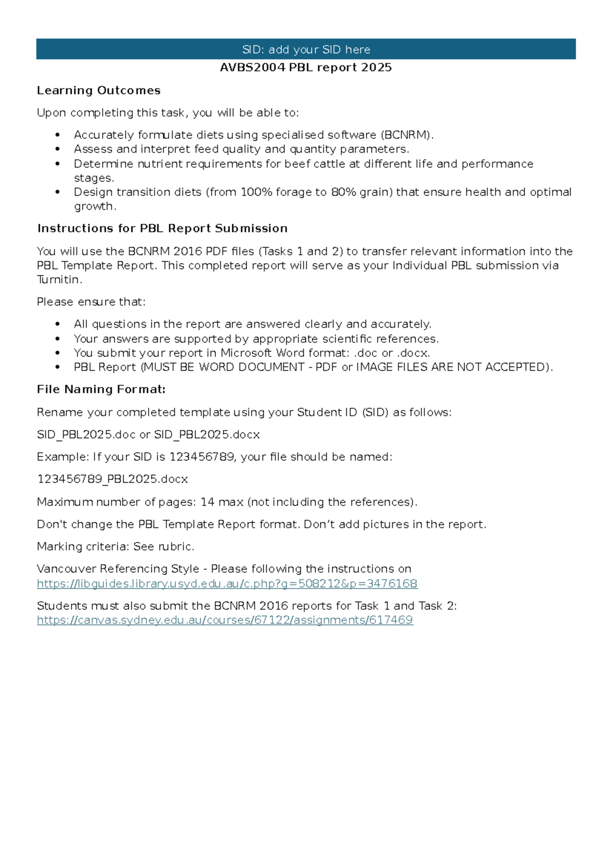 AVBS2004 PBL Report 2025: Diet Formulation & Nutrient Analysis - Studocu