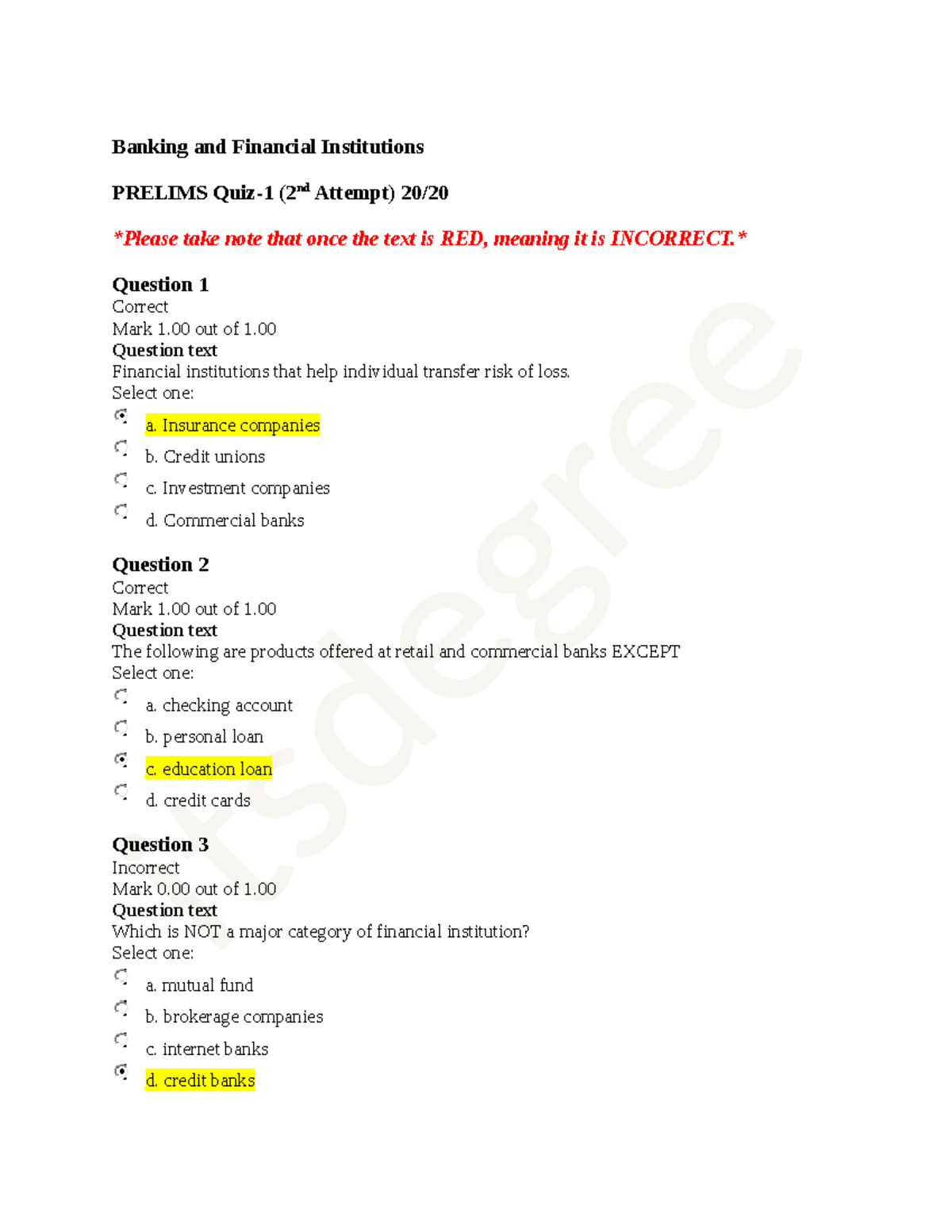 Banking & Financial Institutions - PRELIMS Quiz and Exam Notes - Studocu