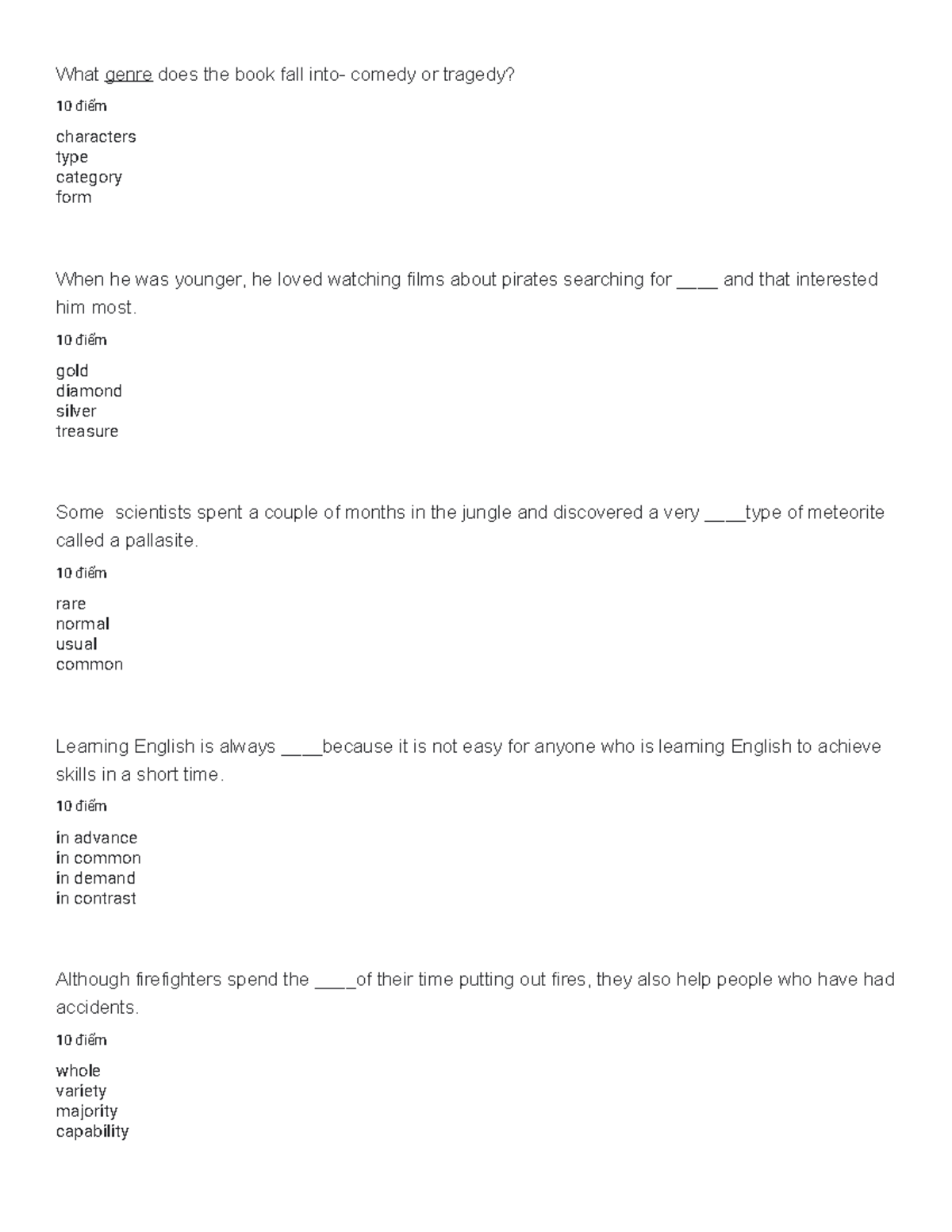 What - sdf - What genre does the book fall into- comedy or tragedy? 10 ...