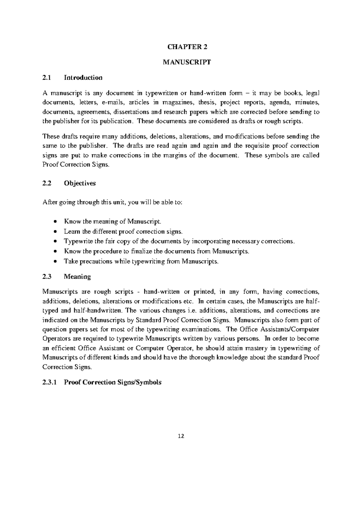 Manuscript Types & Proof Correction Signs - Ch 2 Notes - Studocu