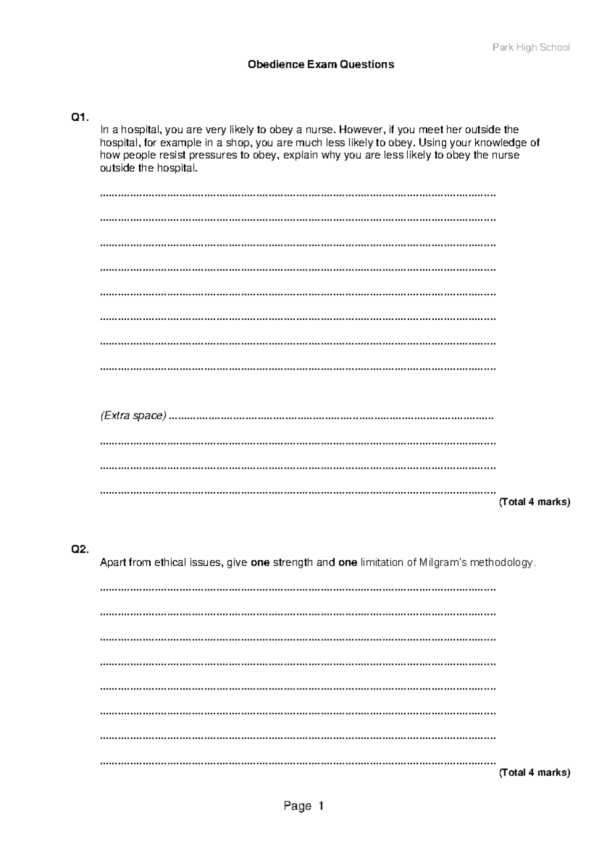 Obedience Exam Preparation - Practice Questions & Insights (Psych 101 ...
