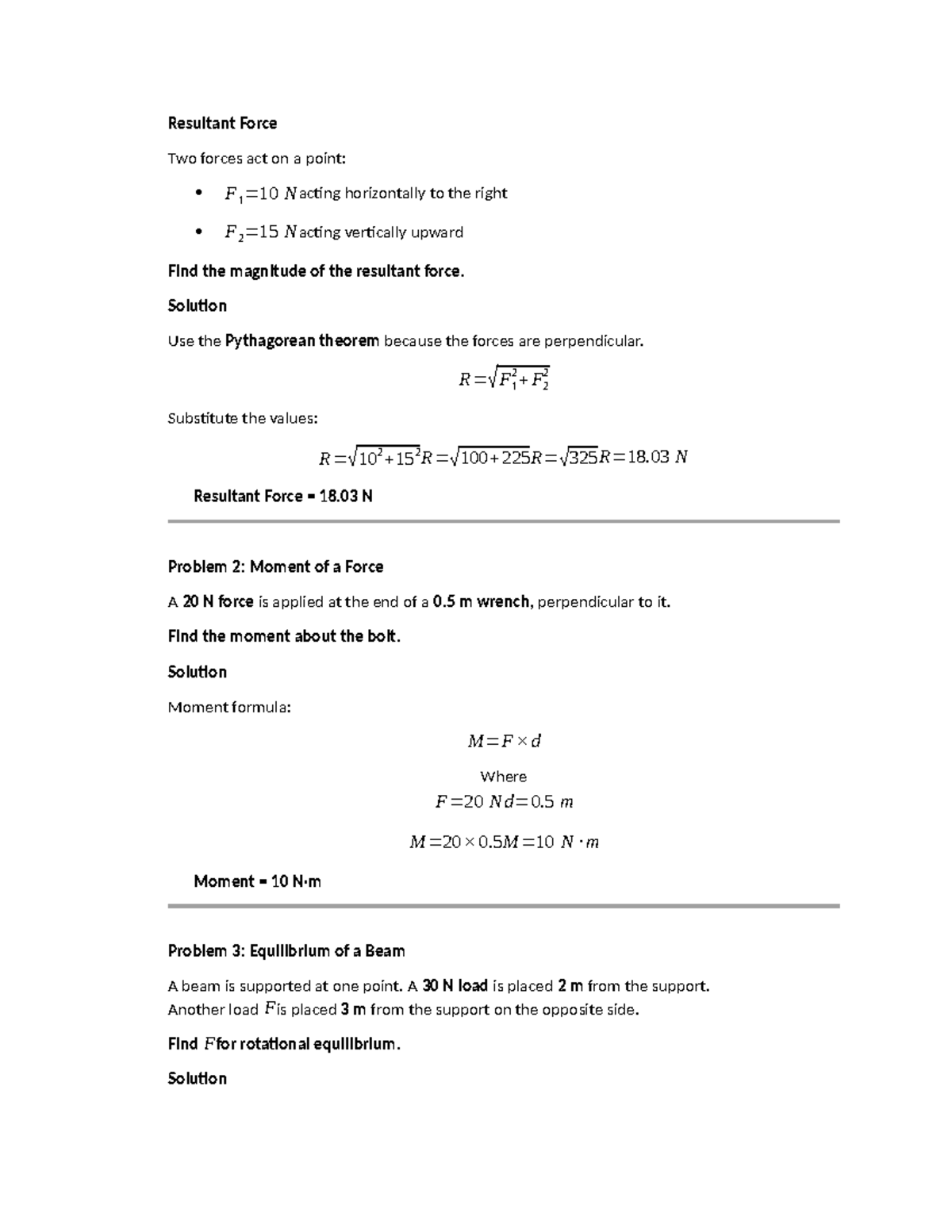 Statics 002 - Resultant Force and Moment Calculations - Studocu