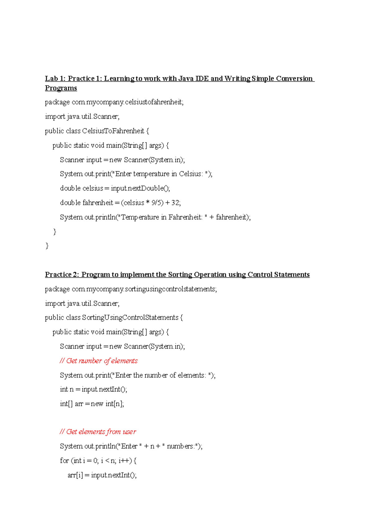 Java Lab 1: Conversion, Sorting, Stack & Queue Programs - Studocu