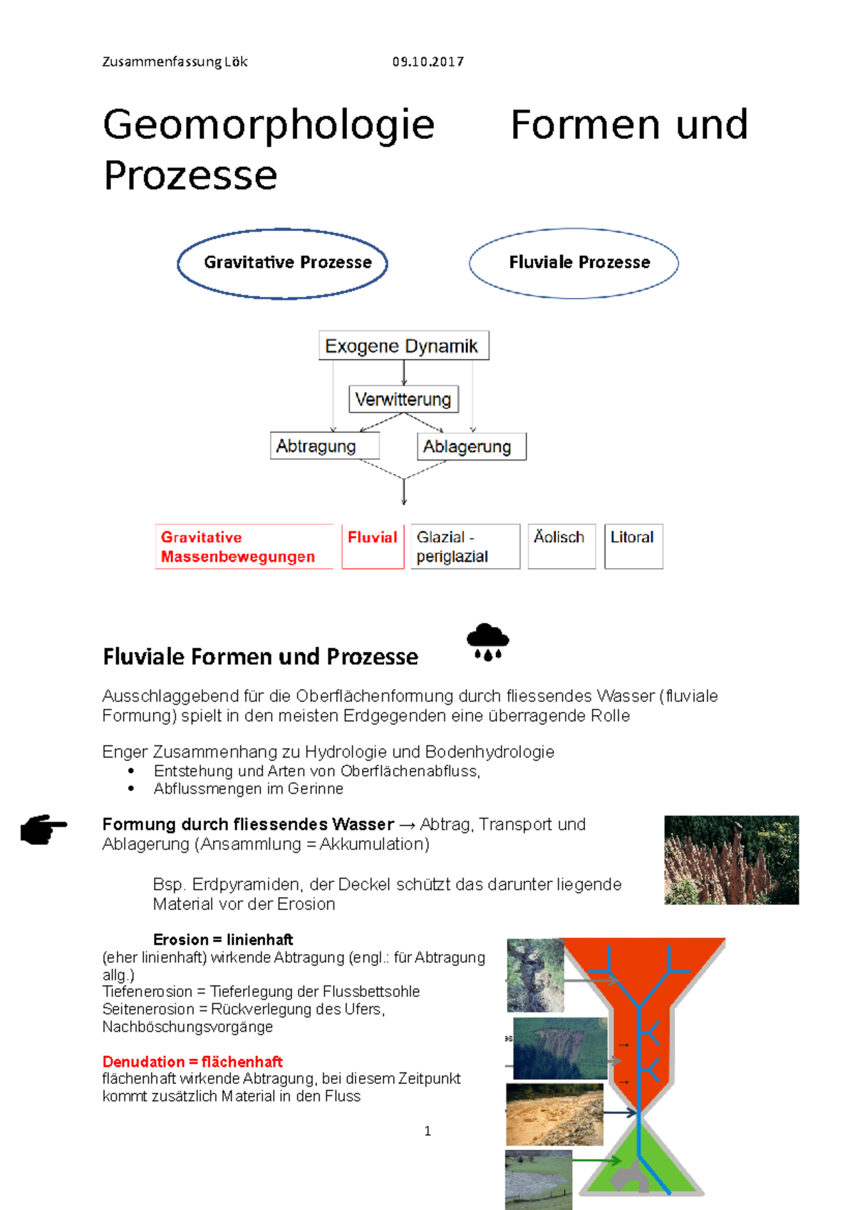 Zusammenfassung Geomorphologie, Formen und Prozesse 1 - Geomorphologie ...