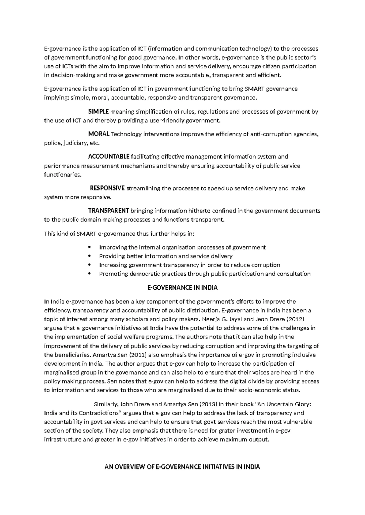 Unit 3 GE - governance issues and challenges - Critically examine the ...
