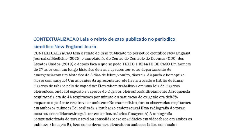 Relato de Caso: EVALI em Paciente com Asma - NEJM 2025 - Studocu