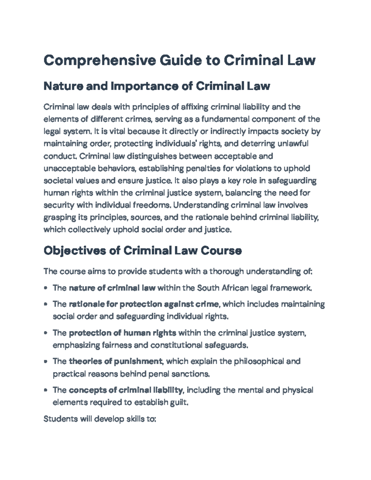 Comprehensive Guide to Criminal Law (CL101): Principles & Applications ...