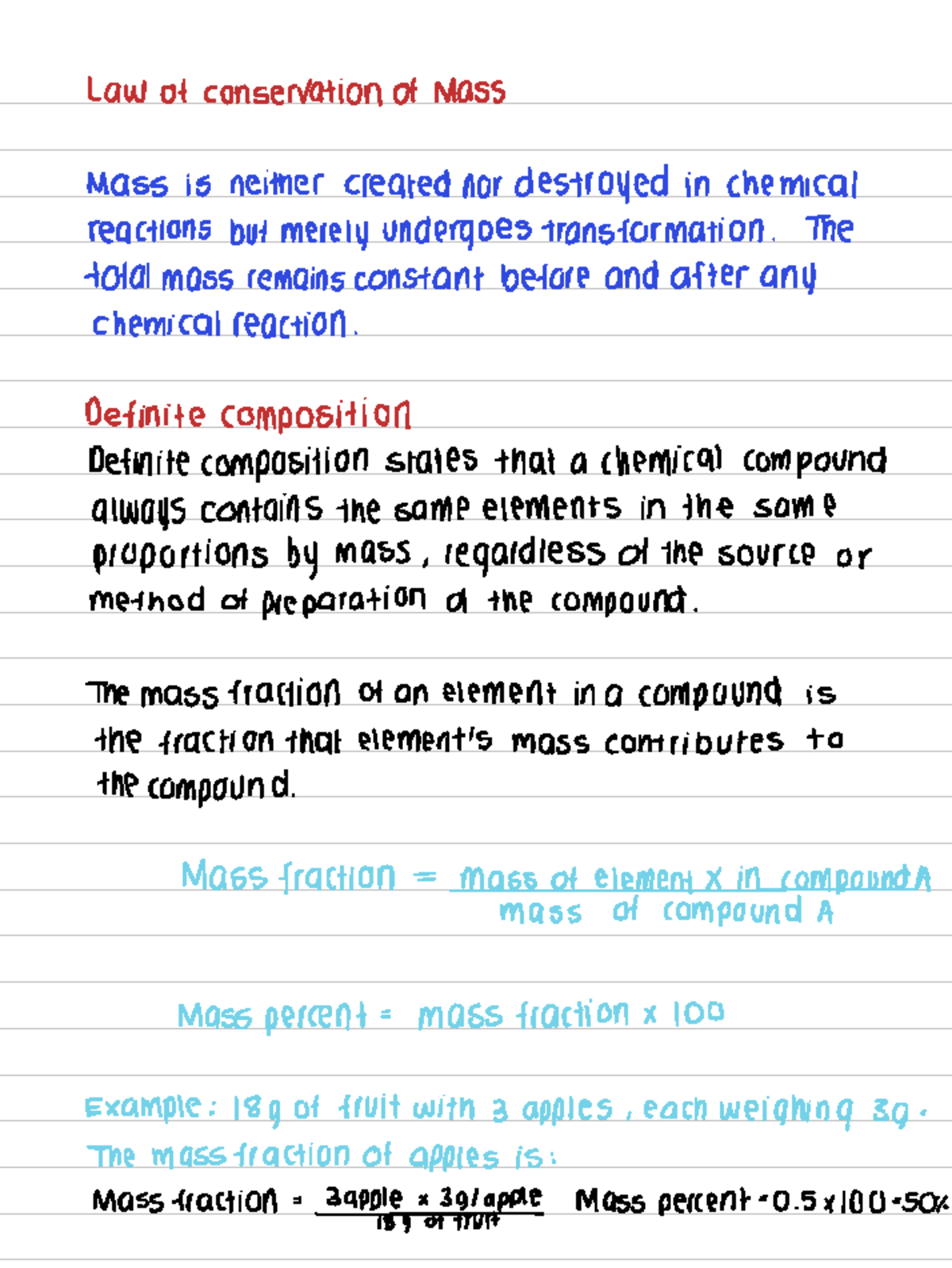 Law of Conservation of Mass & Definite Composition (CHEM 101) - Studocu