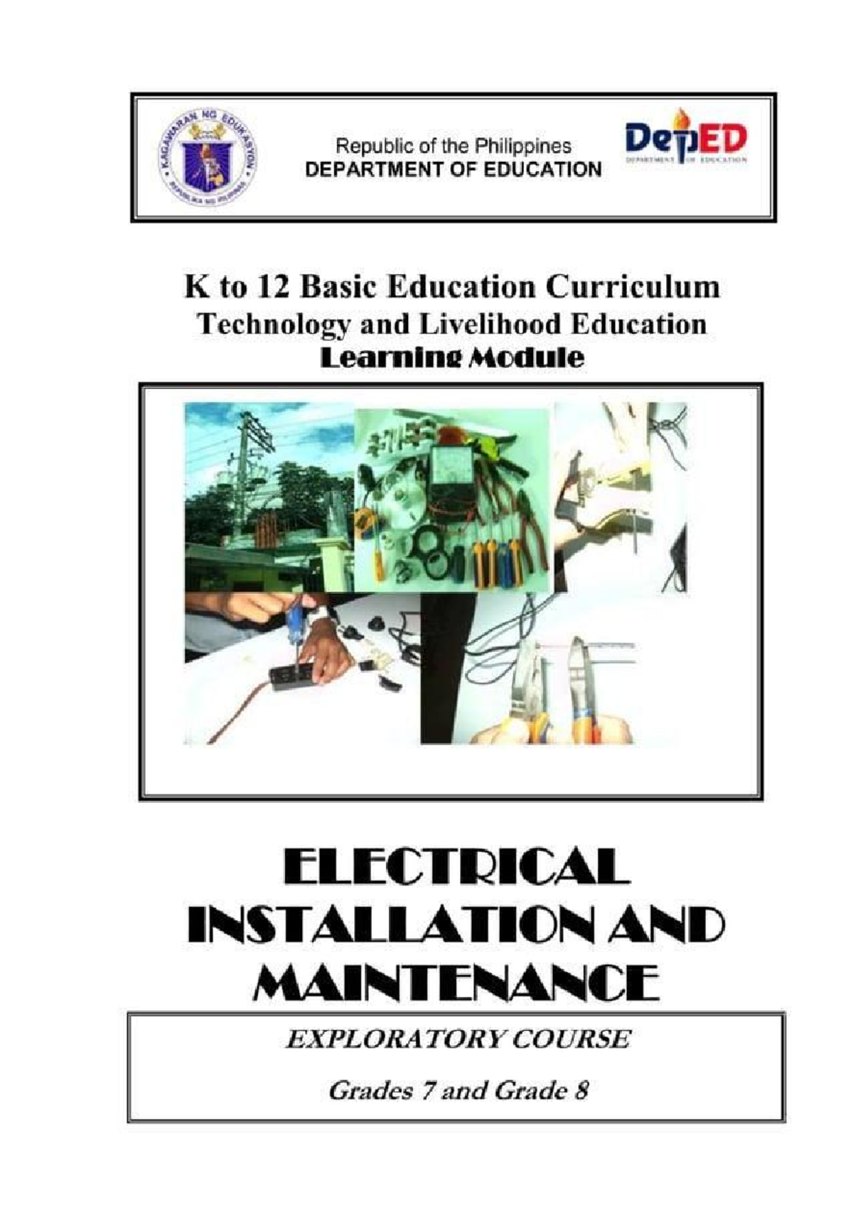 K to 12 TLE: Electrical Installation & Maintenance Module for Grades 7 ...