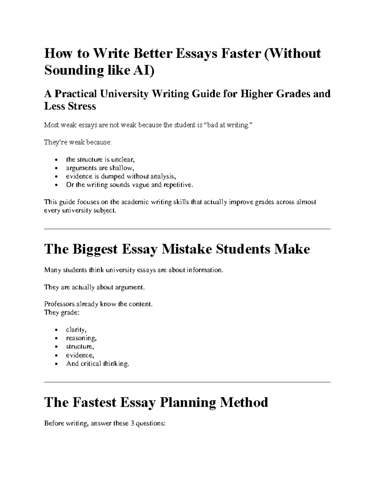 University Writing Guide: Mastering Essays for Higher Grades - Studocu